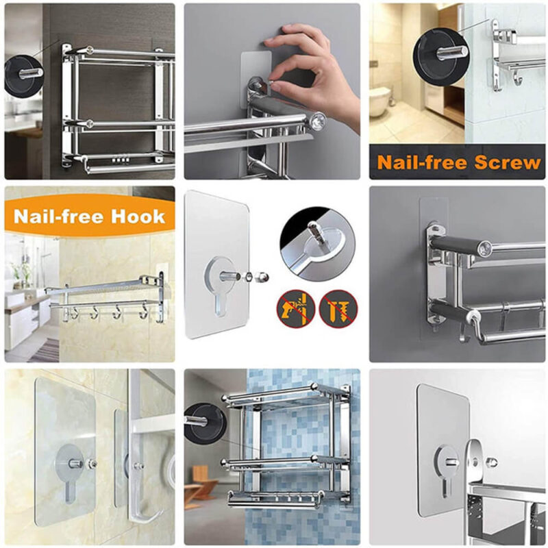 Nail-free no hole self adhesive wall stick screw hook - Raipurshop