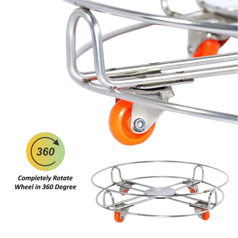 Steel LPG gas cylinder trolley with 360 degree rotatable wheels