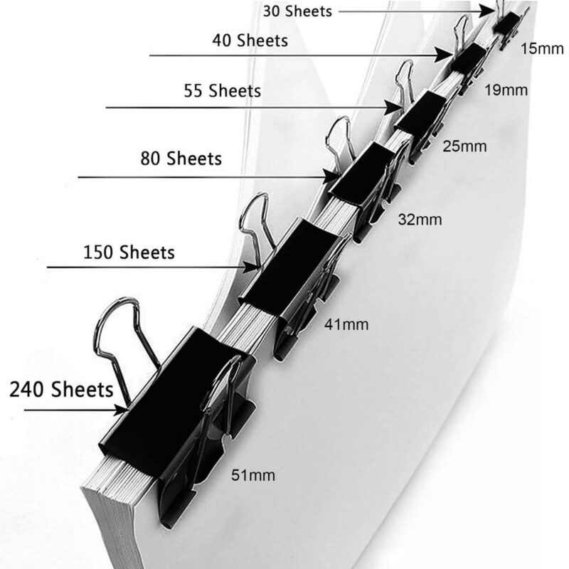 Paper binder clips standard 32mm size (12 piece) - Raipurshop